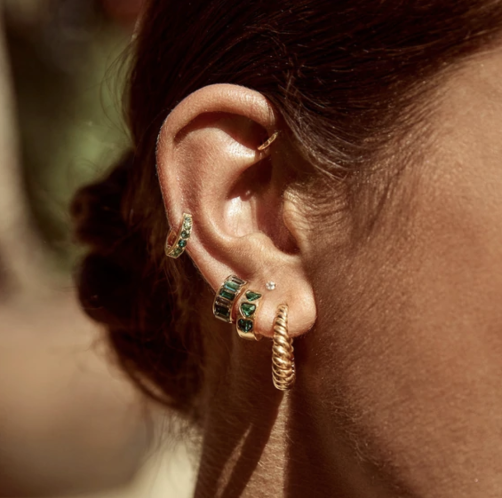 Green ombre crystal huggies – Nixon + Maude