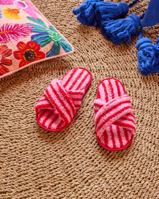kip & co – Candy Stripe Sherpa Adult Slippers – Nixon + Maude